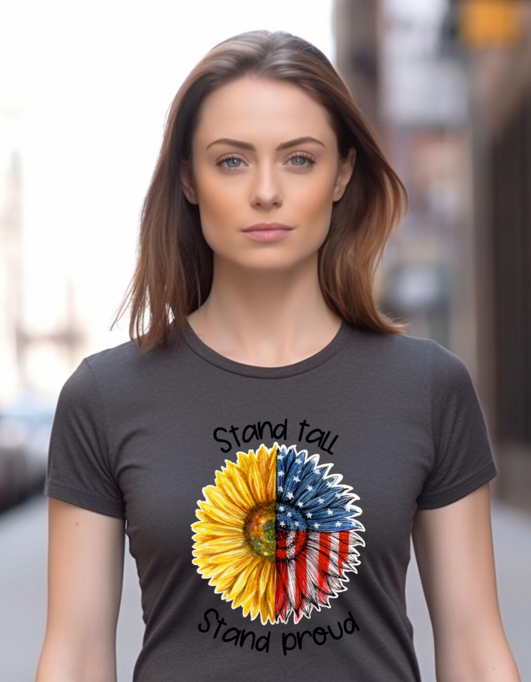 Stand Tall Stand Proud Sunflower and Flag - Etsy