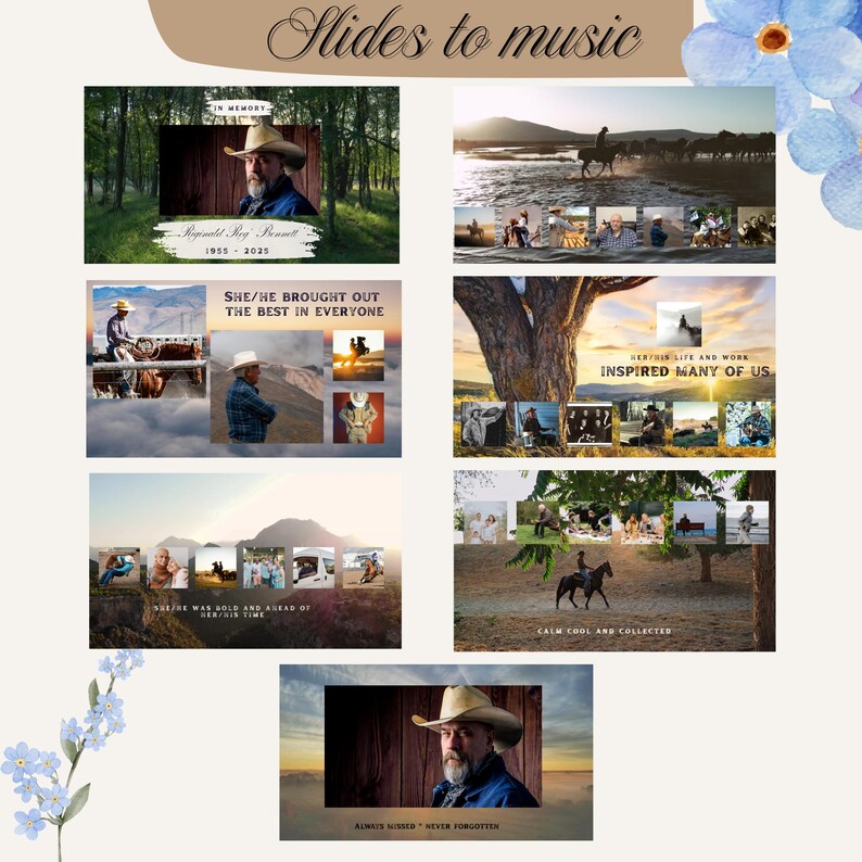 Cowboy Western Photo Slideshow Template for Memorial Video ...