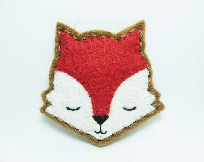 Sleepy Red Velvet Fox Felt Brooch Tiny Size Made to Order - Etsy