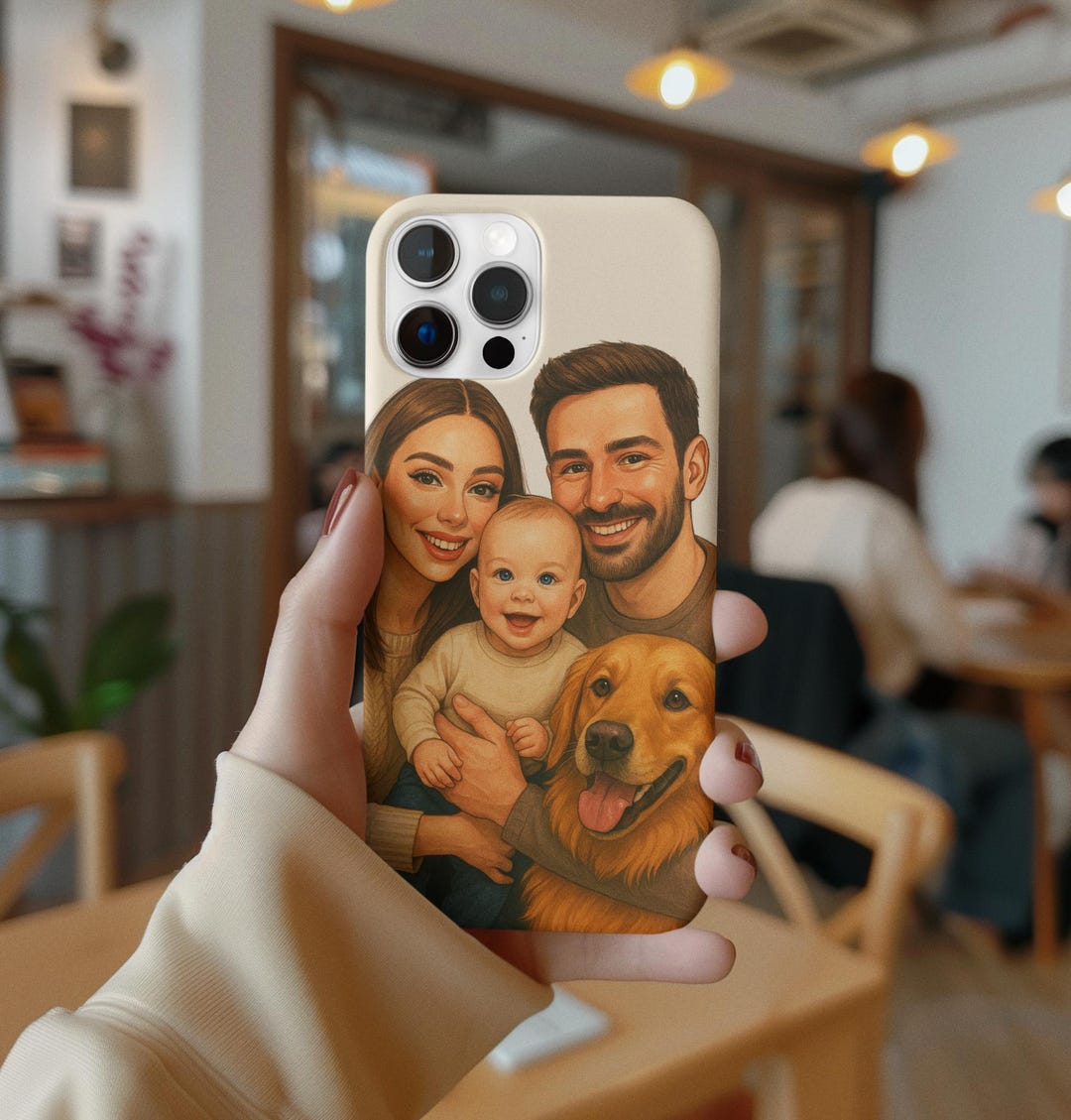 Personalized Family Portrait Phone Case, Custom Family Illustration ...