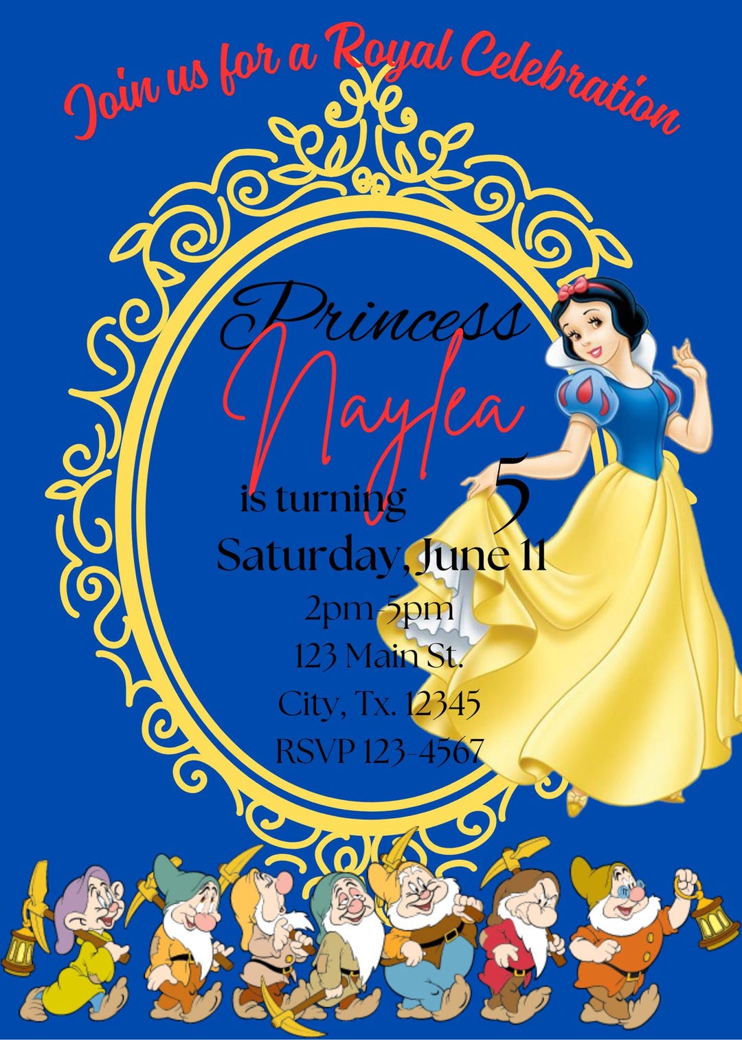 Snow White Birthday Invitation - Etsy