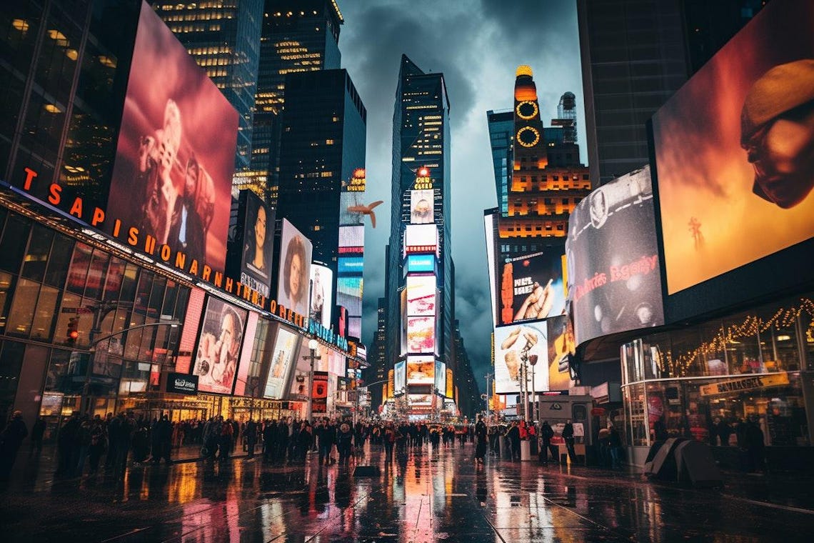 Times Square Night Photography | Neon City Lights & Reflections Print ...