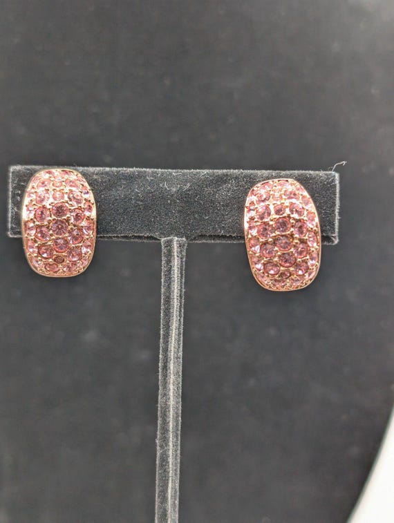 Signed Nolan Miller Pink Crystal Huggie Rhinestone Cl… - Gem