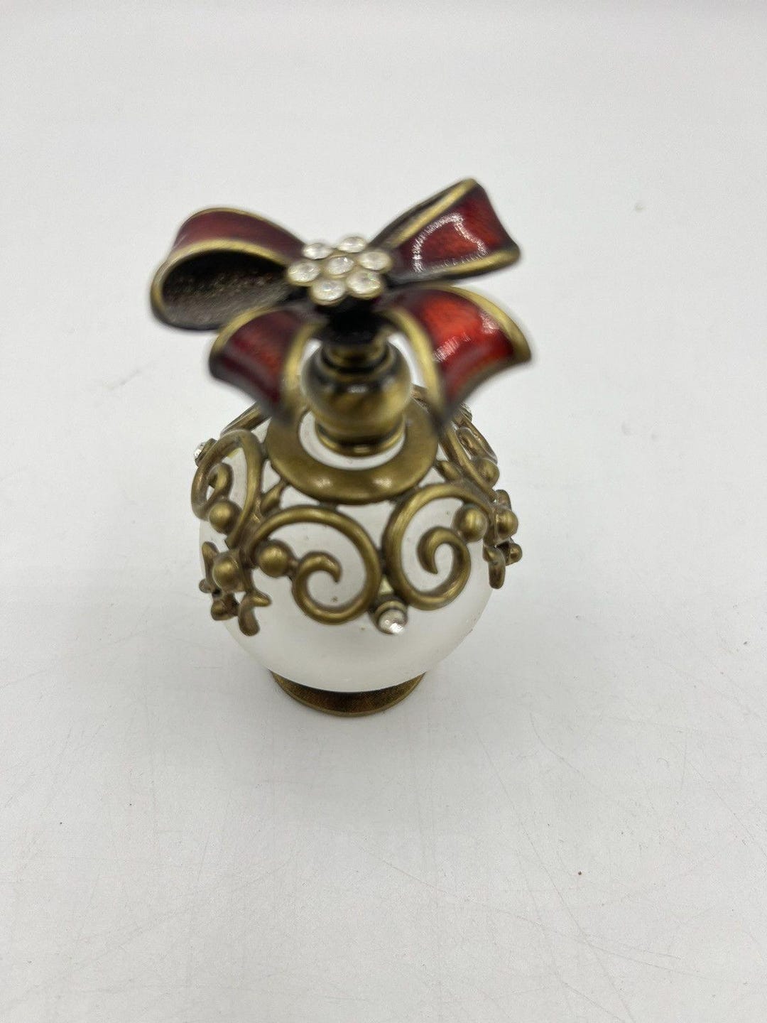 Perfume Bottle Embellished Red Bow With Original Dabber 3-1/4" Brass ...