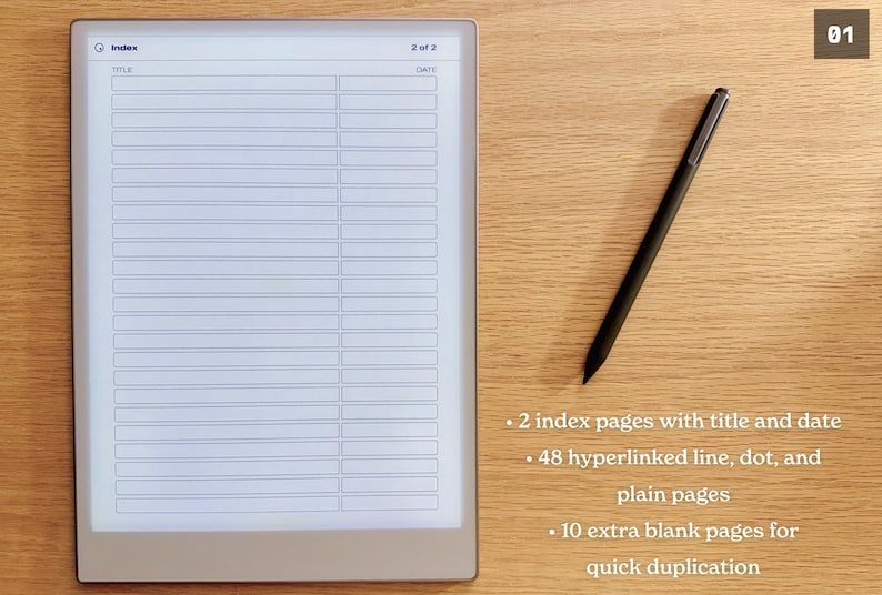 Remarkable Paper Pro Indexed Notebook: Minimalist Workbook (digital ...
