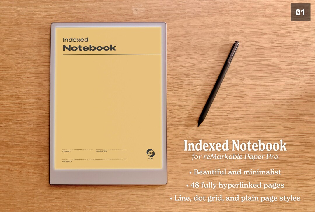 Remarkable Paper Pro Indexed Notebook: Minimalist Workbook (digital ...