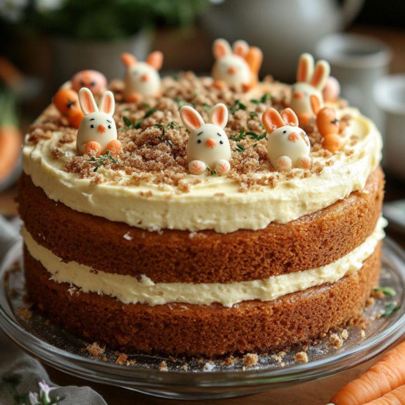 Easter Bunny Carrot Delight Cake Recipe - Digital Download PDF | Spring ...