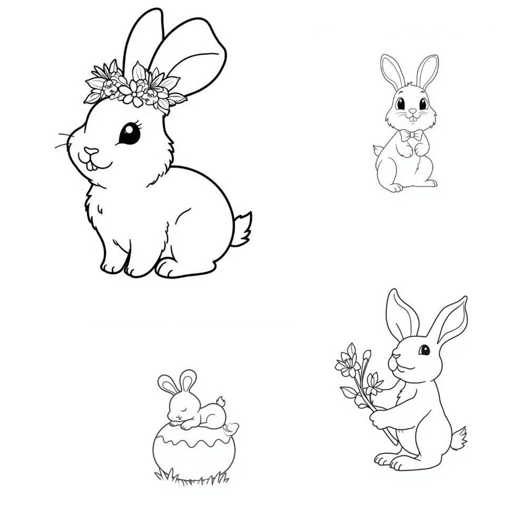 Bunny PNG Clipart Outline Set - Easter Bunny Outlines for Crafts ...