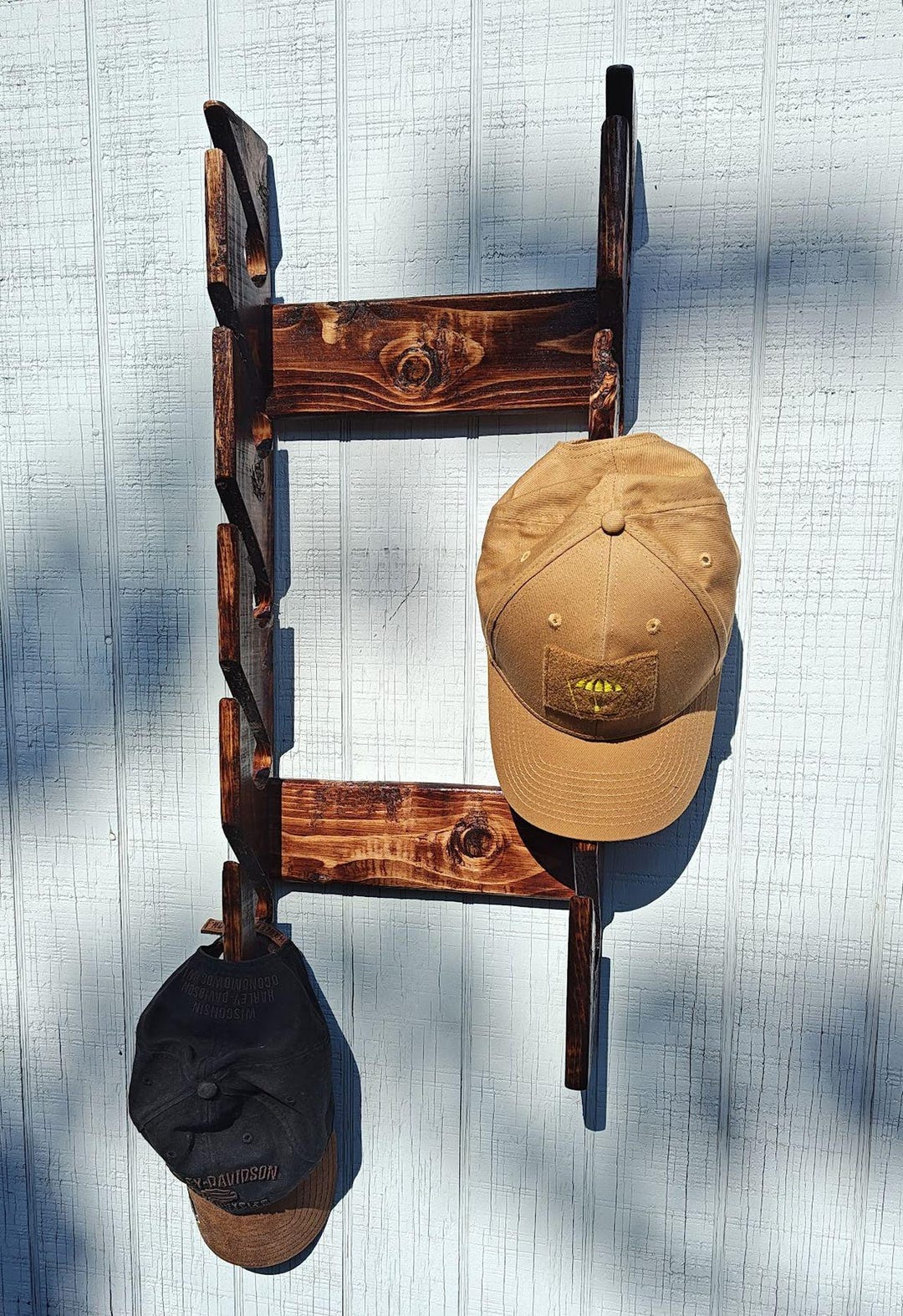 Rustic Wall-mount Hat Rack, Hold 10 Hats. Wall Mount Screws and Hanging ...