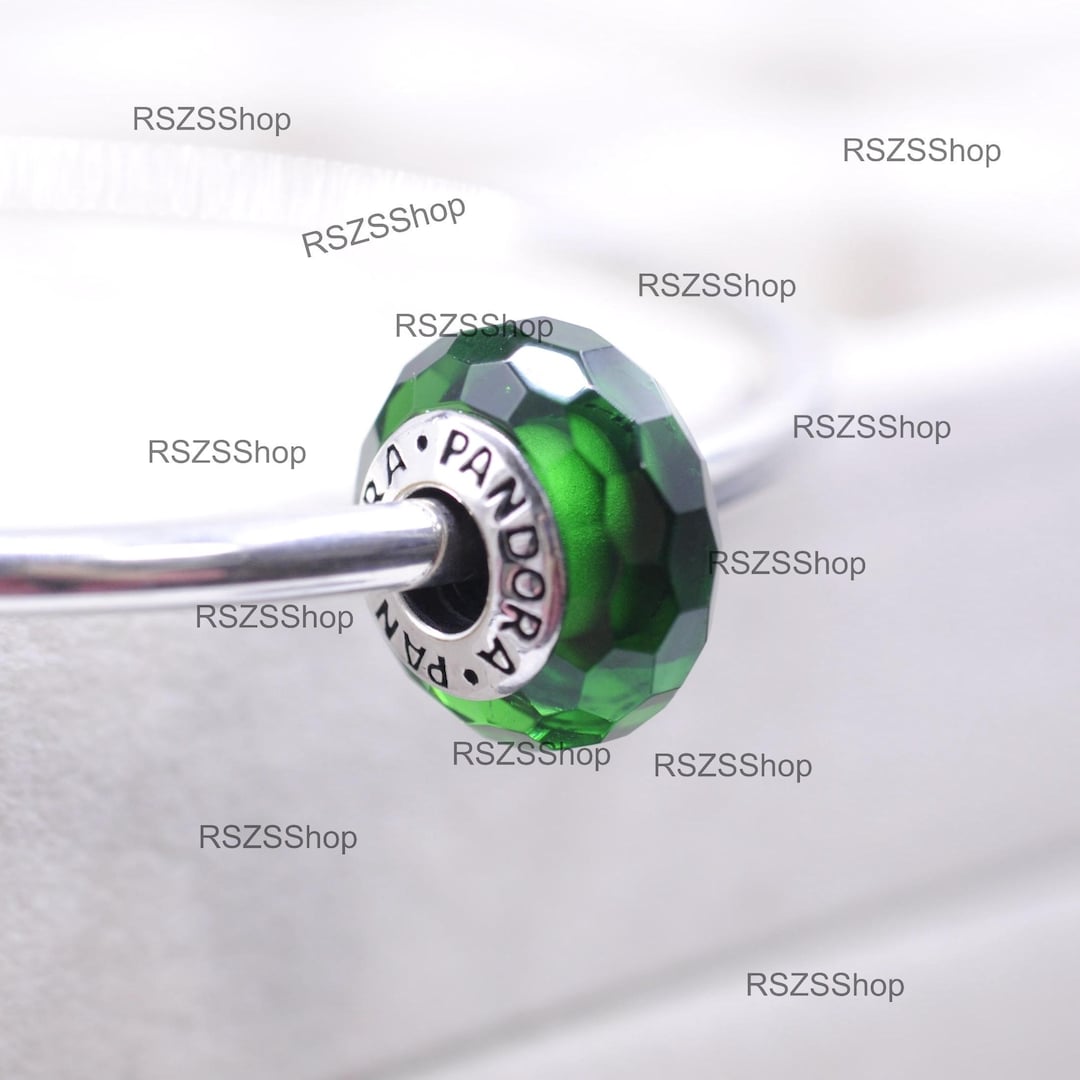 Emerald Green Fascinating Faceted Murano Glass Charm Sterling Silver ...