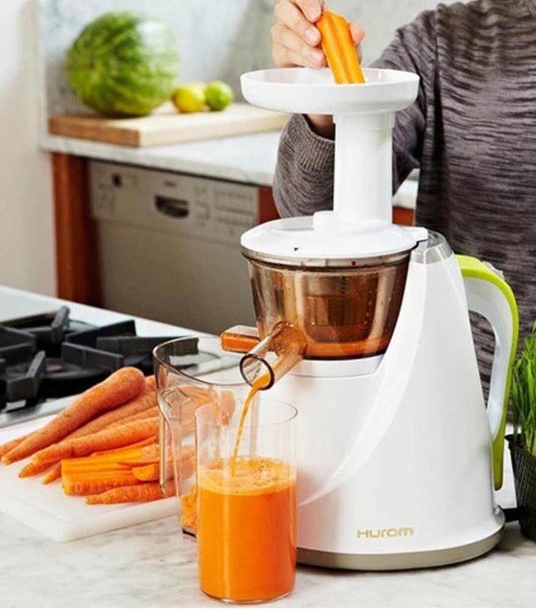Hurom HU-100 Slow Masticating Juicer Juice Machine Powerful W/2 ...