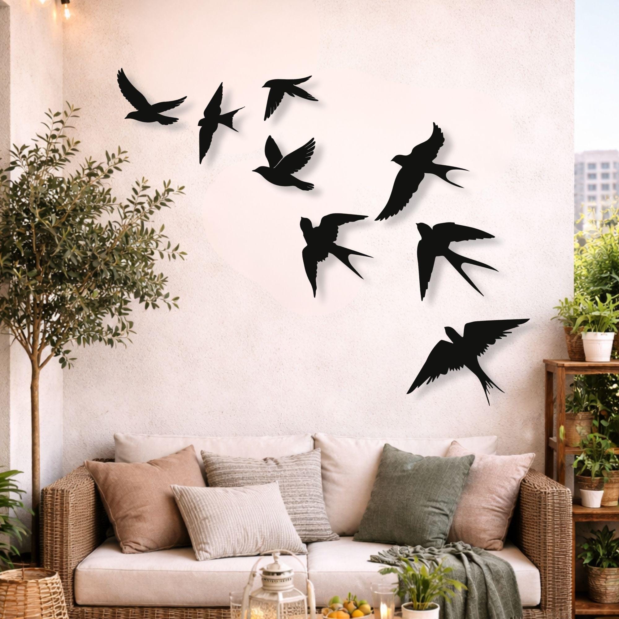 8-piece Flying Birds Metal Wall Art – Swallow Bird Silhouette Set ...