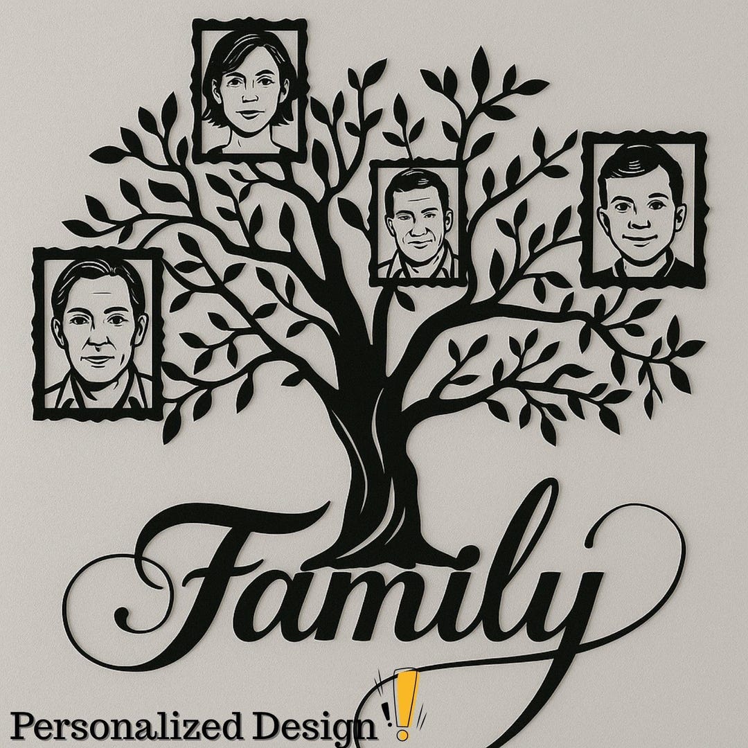 Custom Family Tree Metal Wall Art | Personalized Family Portrait Design ...