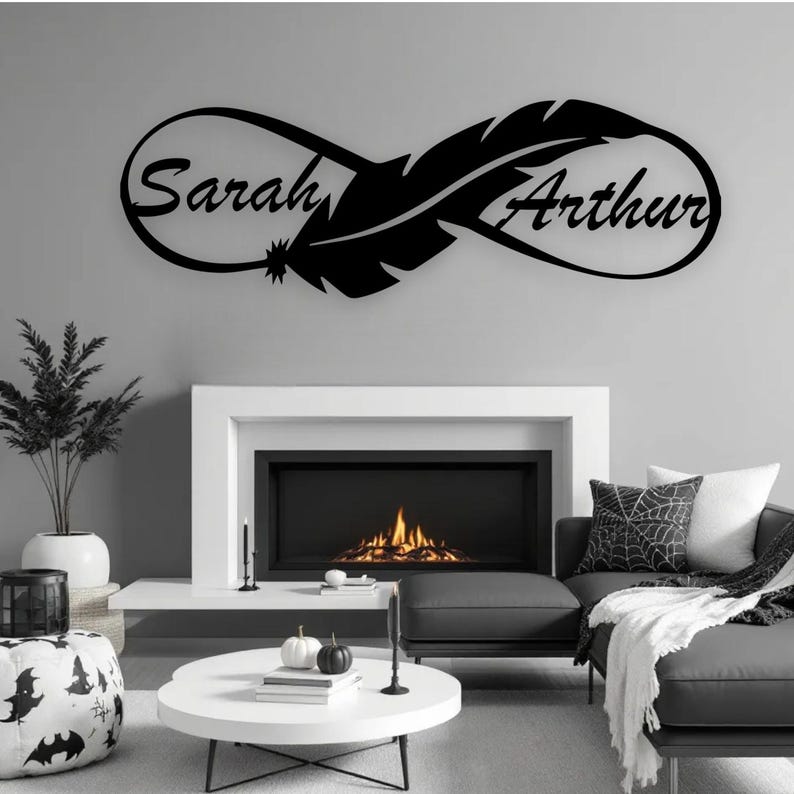 Personalized Feathered Infinity Metal Wall Art – Romantic Valentine's ...