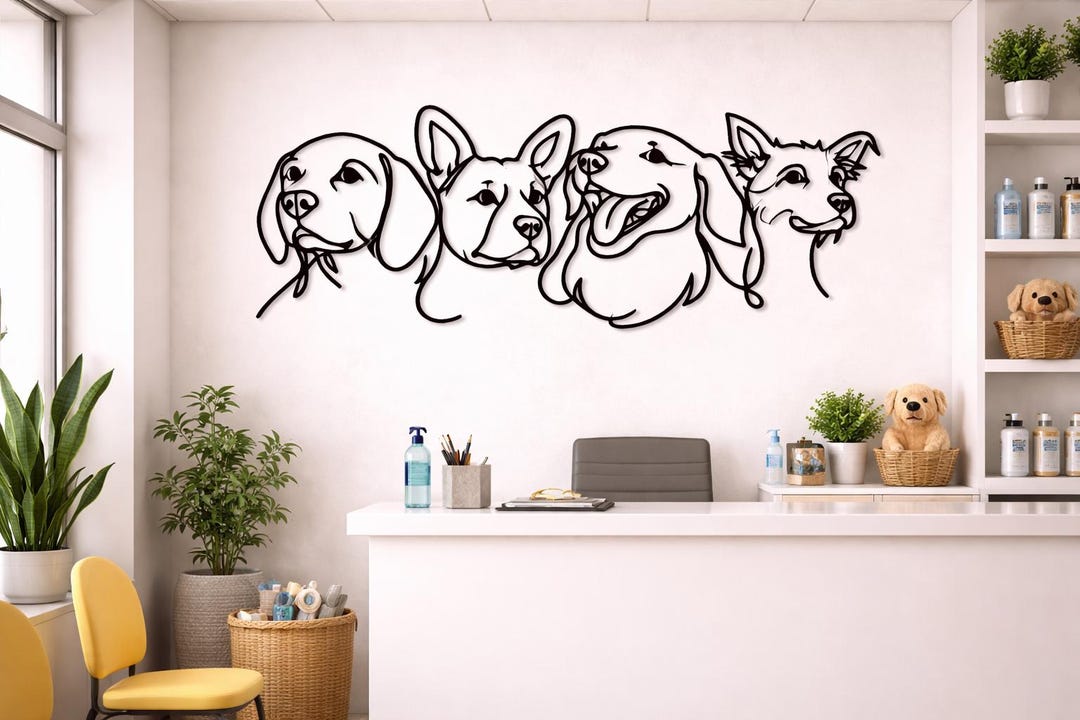 Dog Line Art Metal Wall Art – Modern Minimalist Dog Wall Décor – Pet ...
