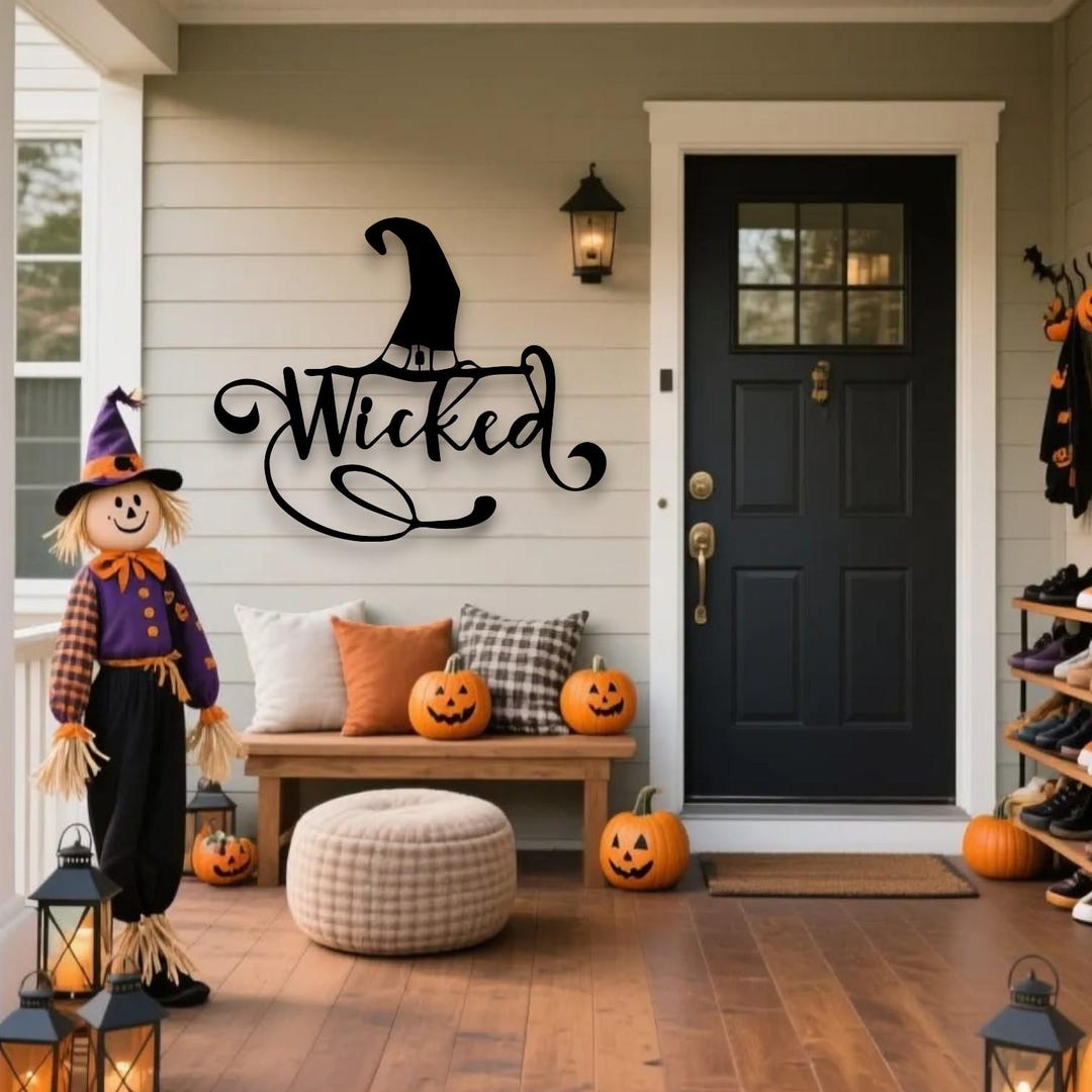 Wicked Witch Hat Metal Wall Art Sign | Halloween Door and Wall Hanger ...
