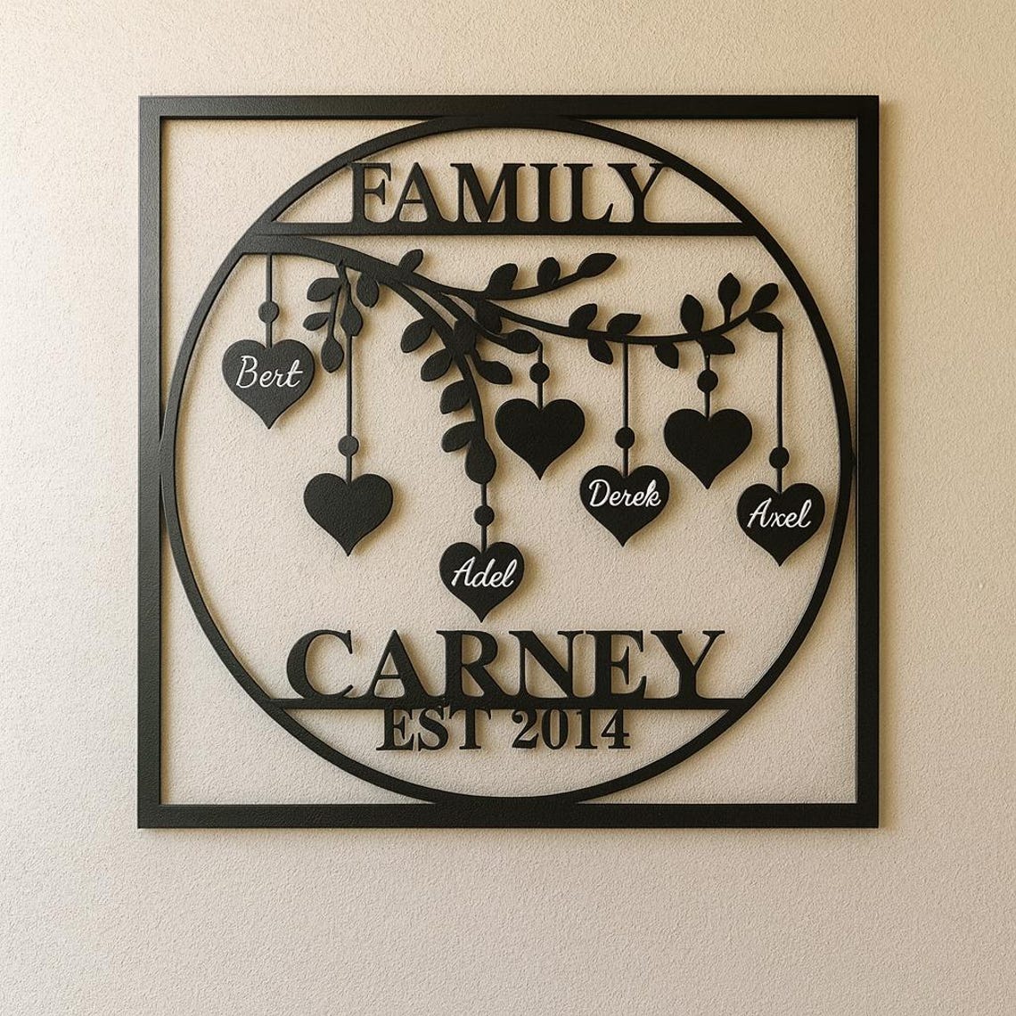 Custom Family Tree of Life Metal Wall Art | Personalized With Family ...