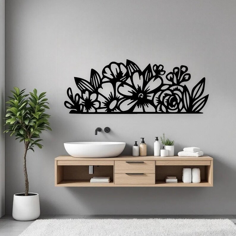 Minimalist Floral Design, Flower Door Frame Accent, Above Bed Flower ...