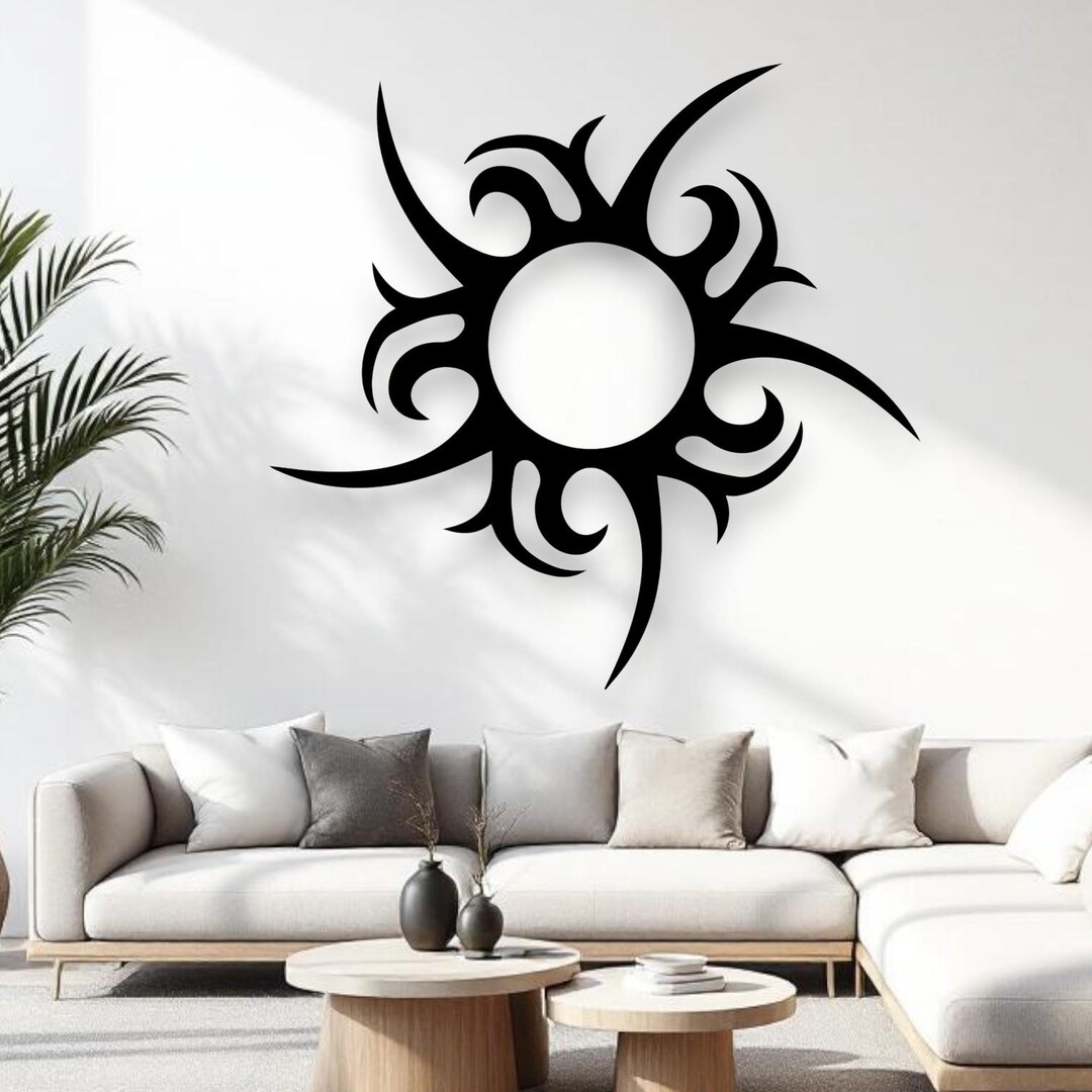 Minimal Sun Metal Wall Art – Modern Sun Silhouette Wall Decor ...