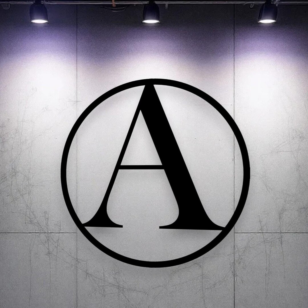 Metal Circle Monogram, Round Initial Sign, Custom Metal Letter, Family ...