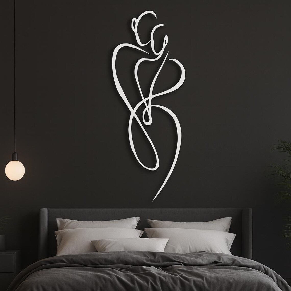 Line Art Couple Metal Wall Decor | Modern Minimalist Lovers Design ...