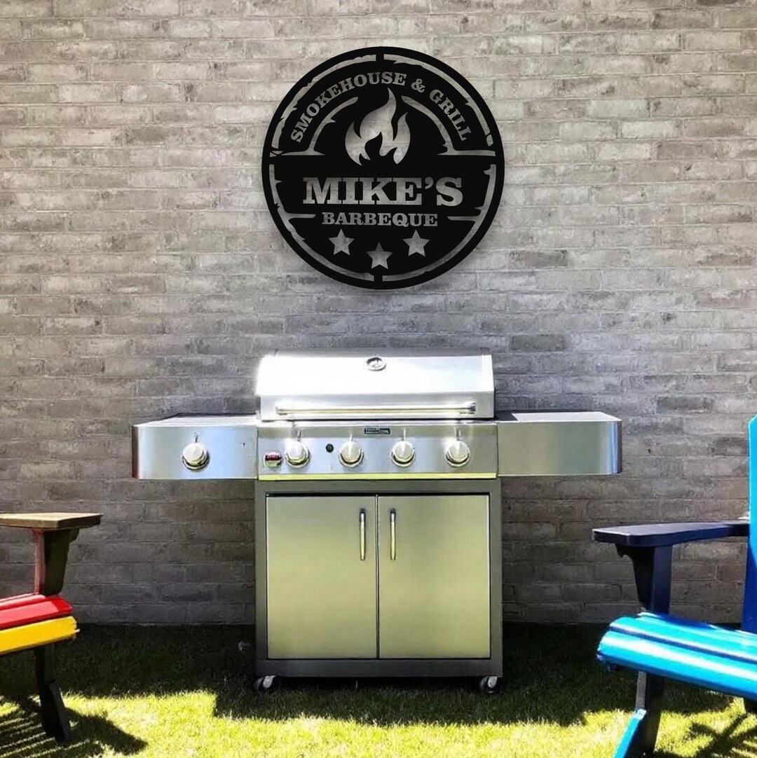 Personalized BBQ Metal Wall Sign – Custom Outdoor Grill Decor ...