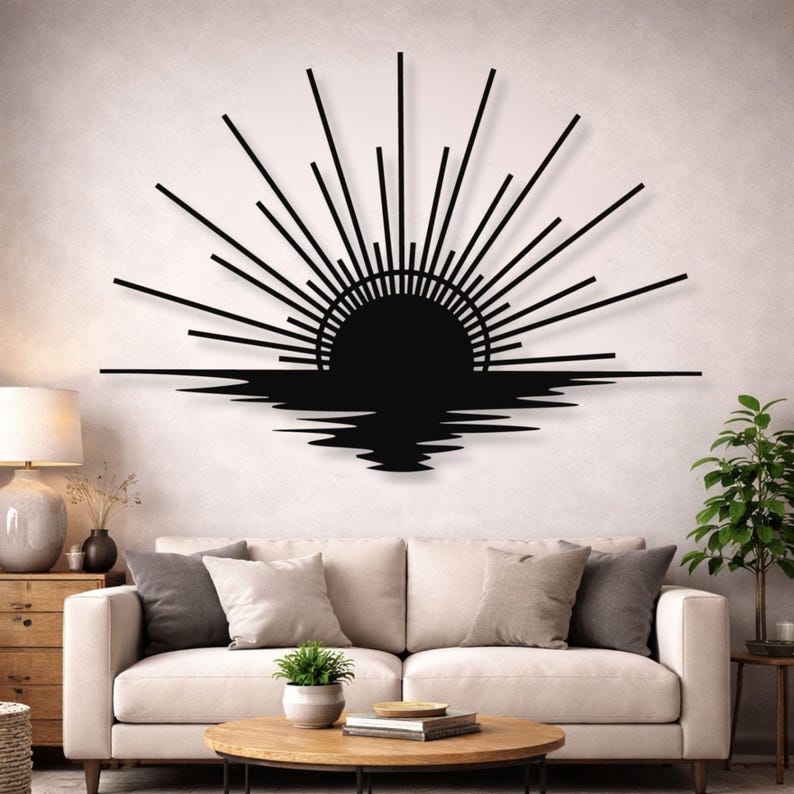 Gold Sun Sparkle Metal Wall Art, Sunset Wall Decor, Sunshine Metal Gift ...