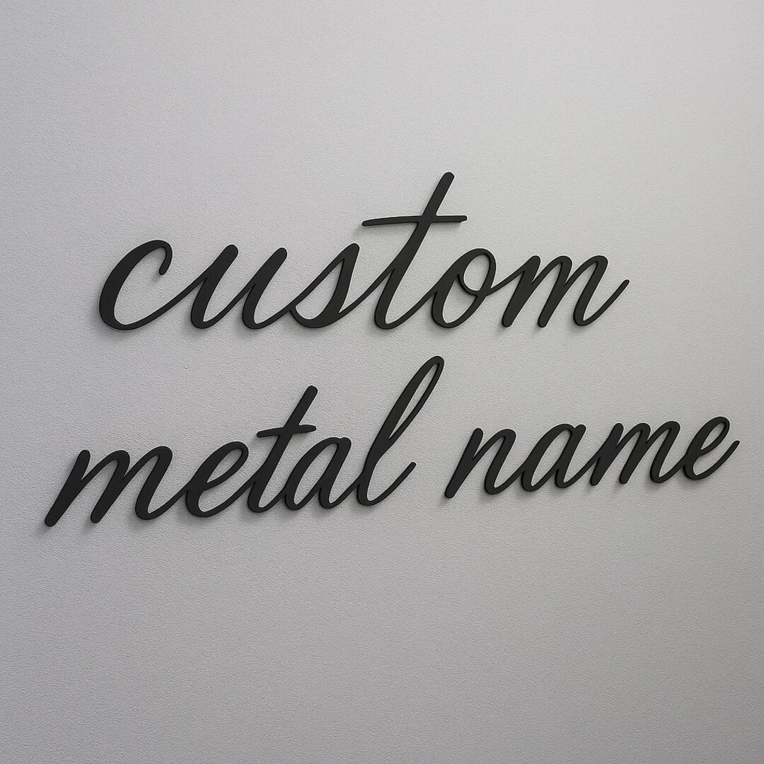 Personalized Metal Name Sign - Custom Laser Cut Script Words - Wall ...