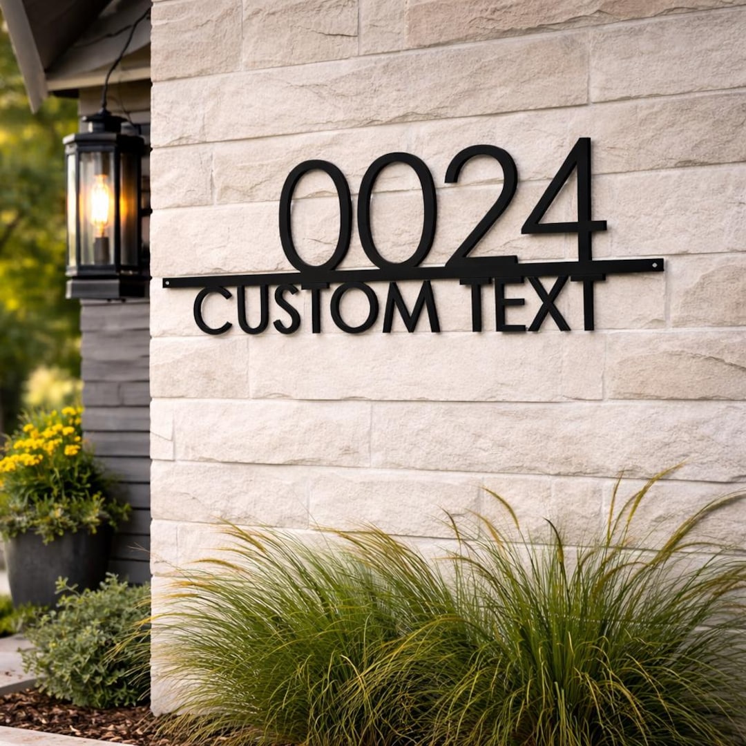 Custom Metal House Number Sign With Street Name – Mid Century Modern ...