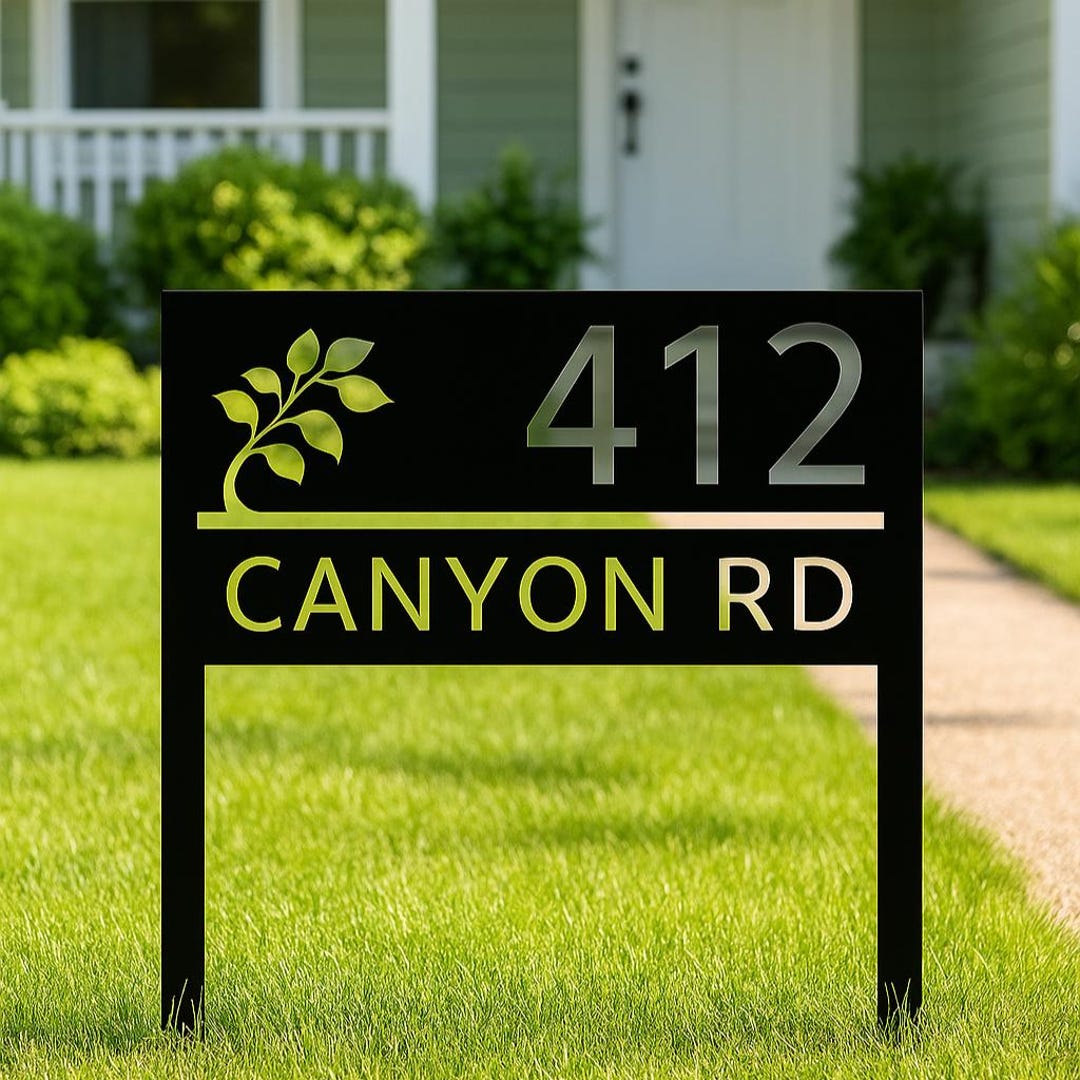 Custom House Address Metal Sign | Personalized Modern Address Number ...
