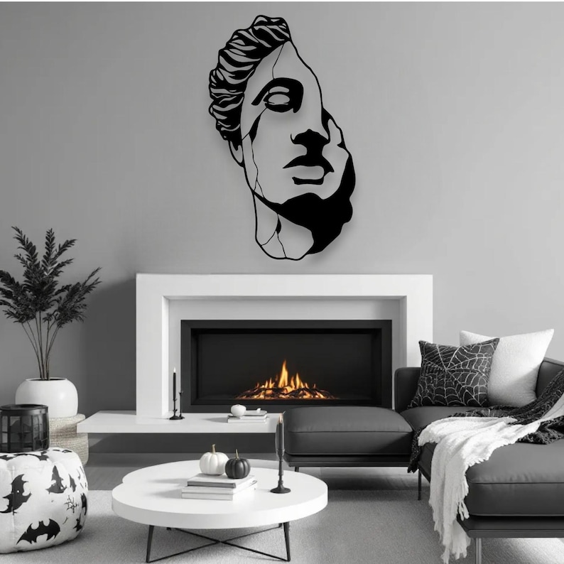 Greek Goddess Inspired Woman Face Metal Wall Art – Abstract Feminine ...