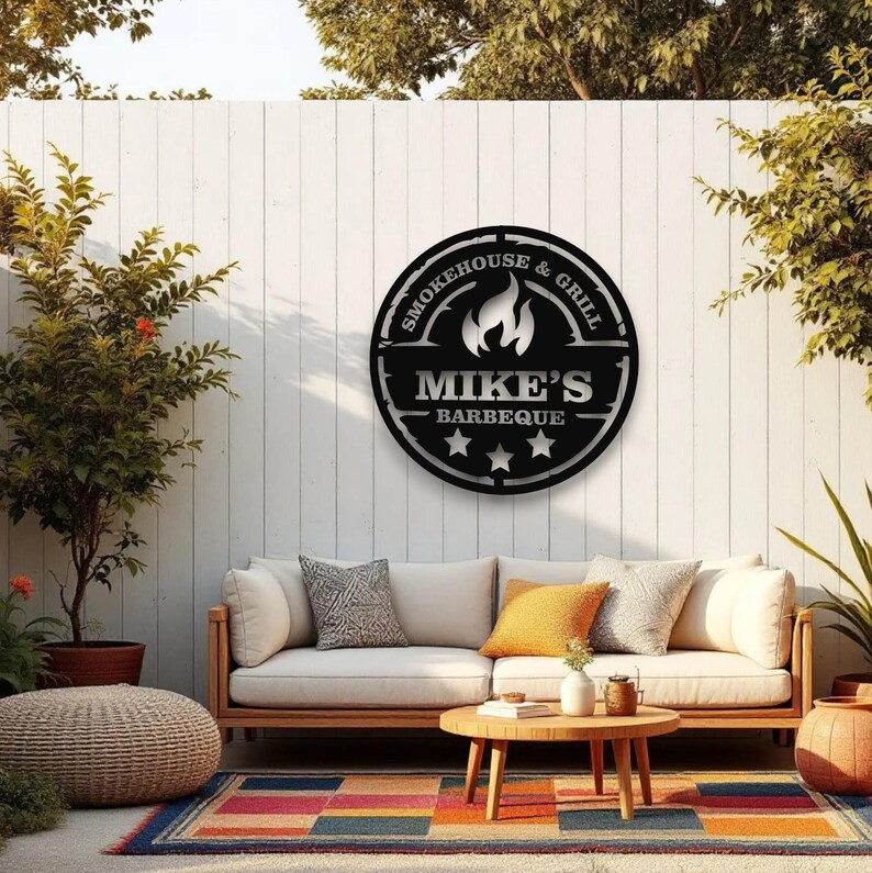 Personalized BBQ Metal Wall Sign – Custom Outdoor Grill Decor ...