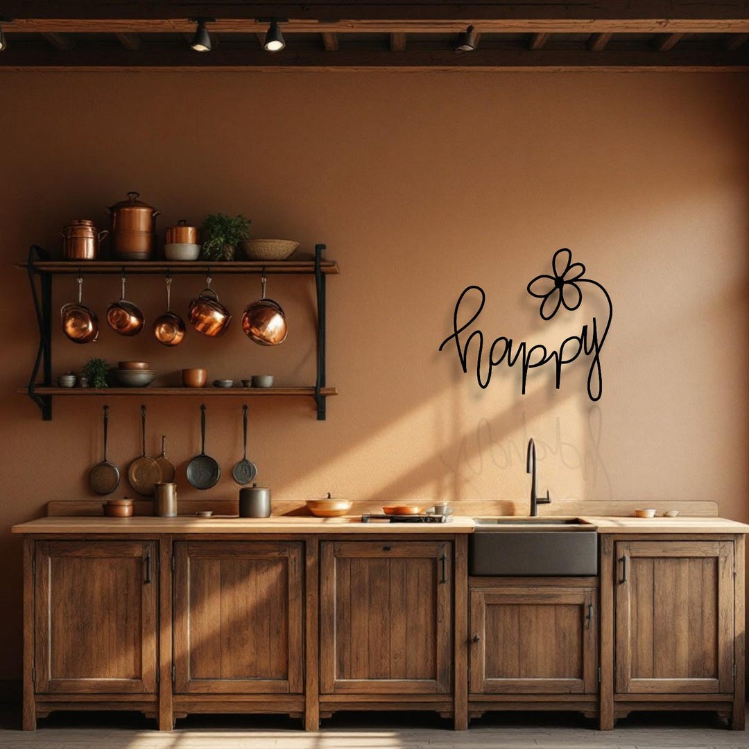 Happy Metal Word Sign, Housewarming Gift, Wall Art, Steel Word Art ...