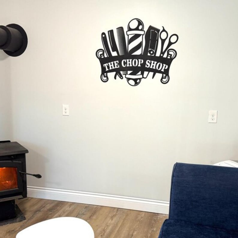 Personalized Barber Shop Metal Wall Sign | Custom Barber Name Wall ...