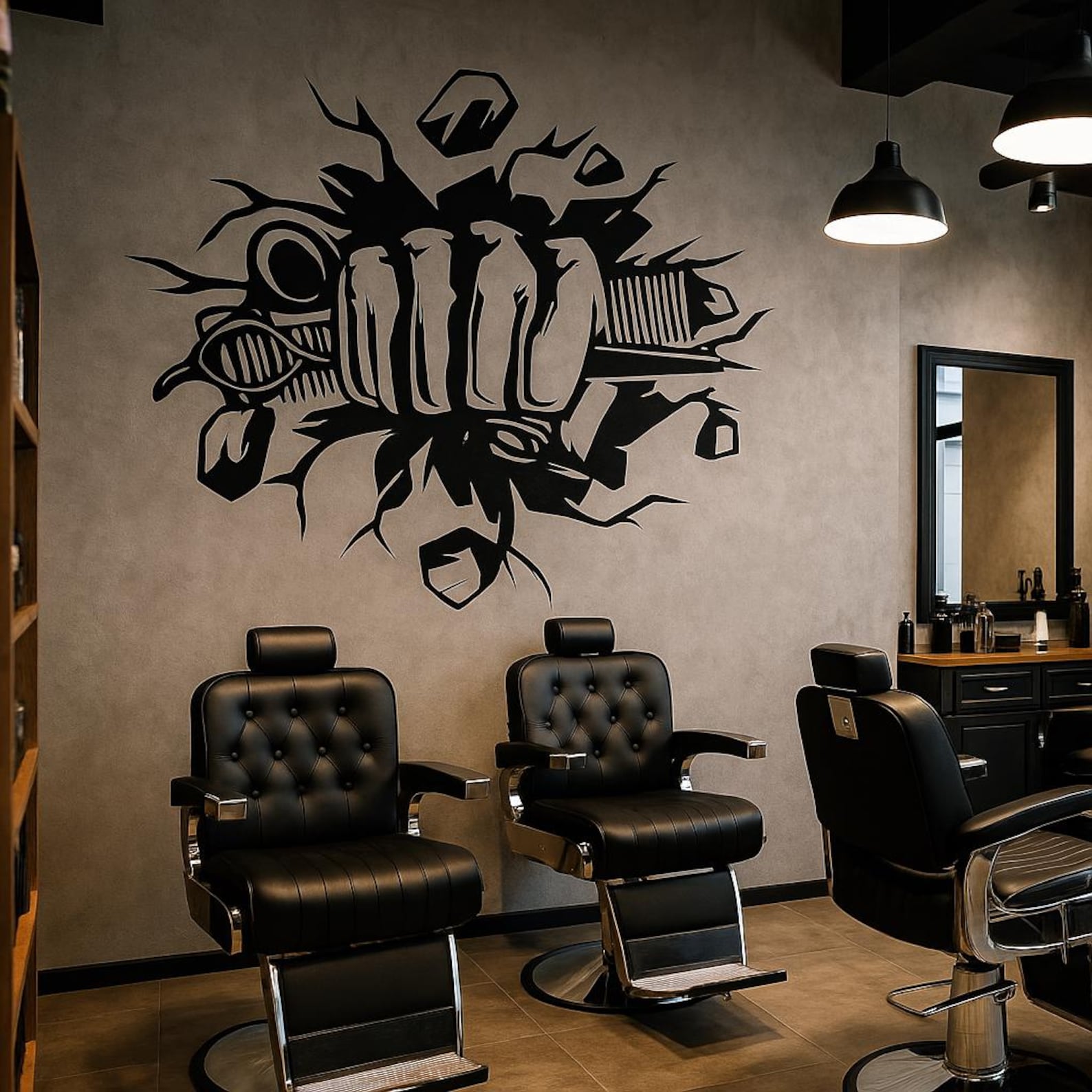 Men's Barber Shop Metal Wall Art | Brave Fist Design Wall Sculpture ...