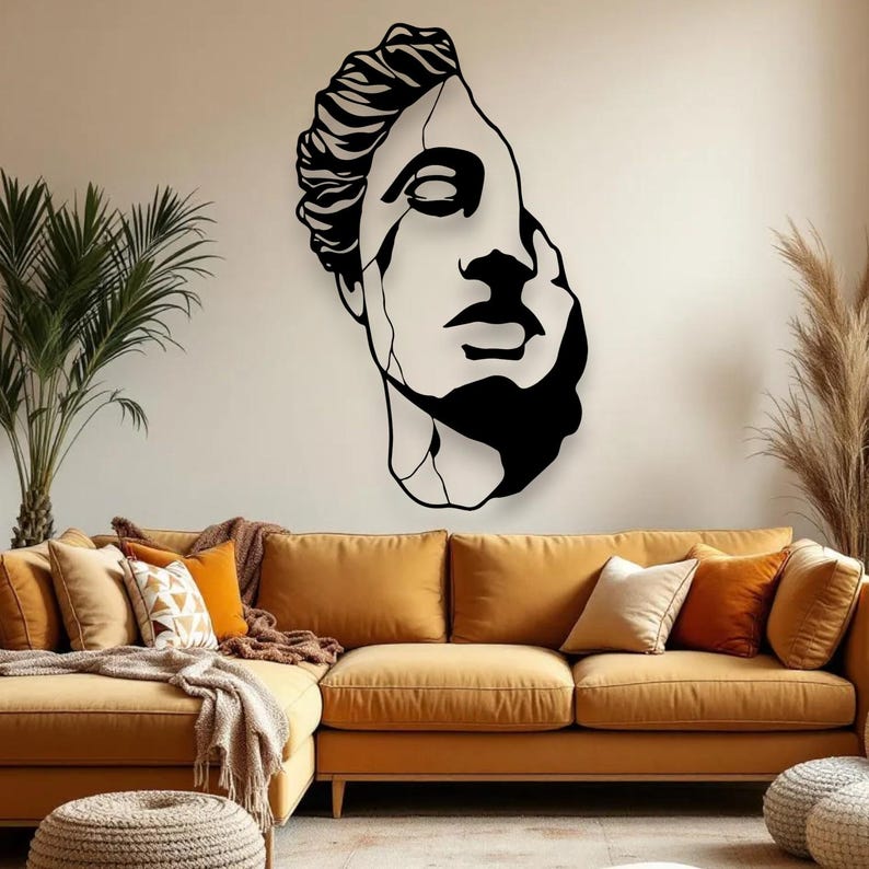 Greek Goddess Inspired Woman Face Metal Wall Art – Abstract Feminine ...