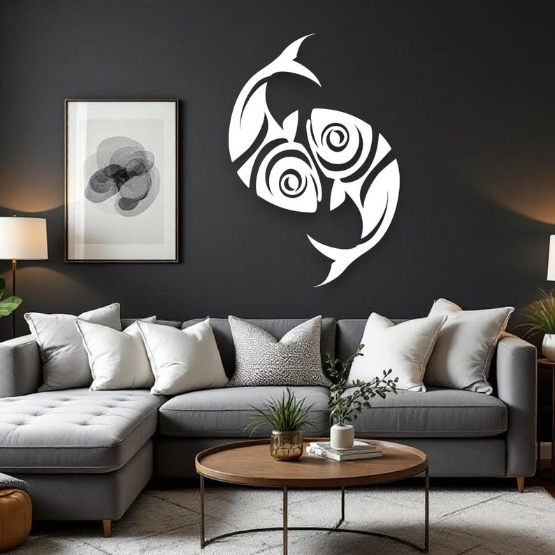 2-piece Fish Metal Wall Art Set – Modern Abstract Fish Wall Décor ...