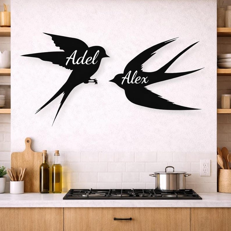 Custom Love Birds Metal Wall Art | Personalized Couple Names Decor - Etsy