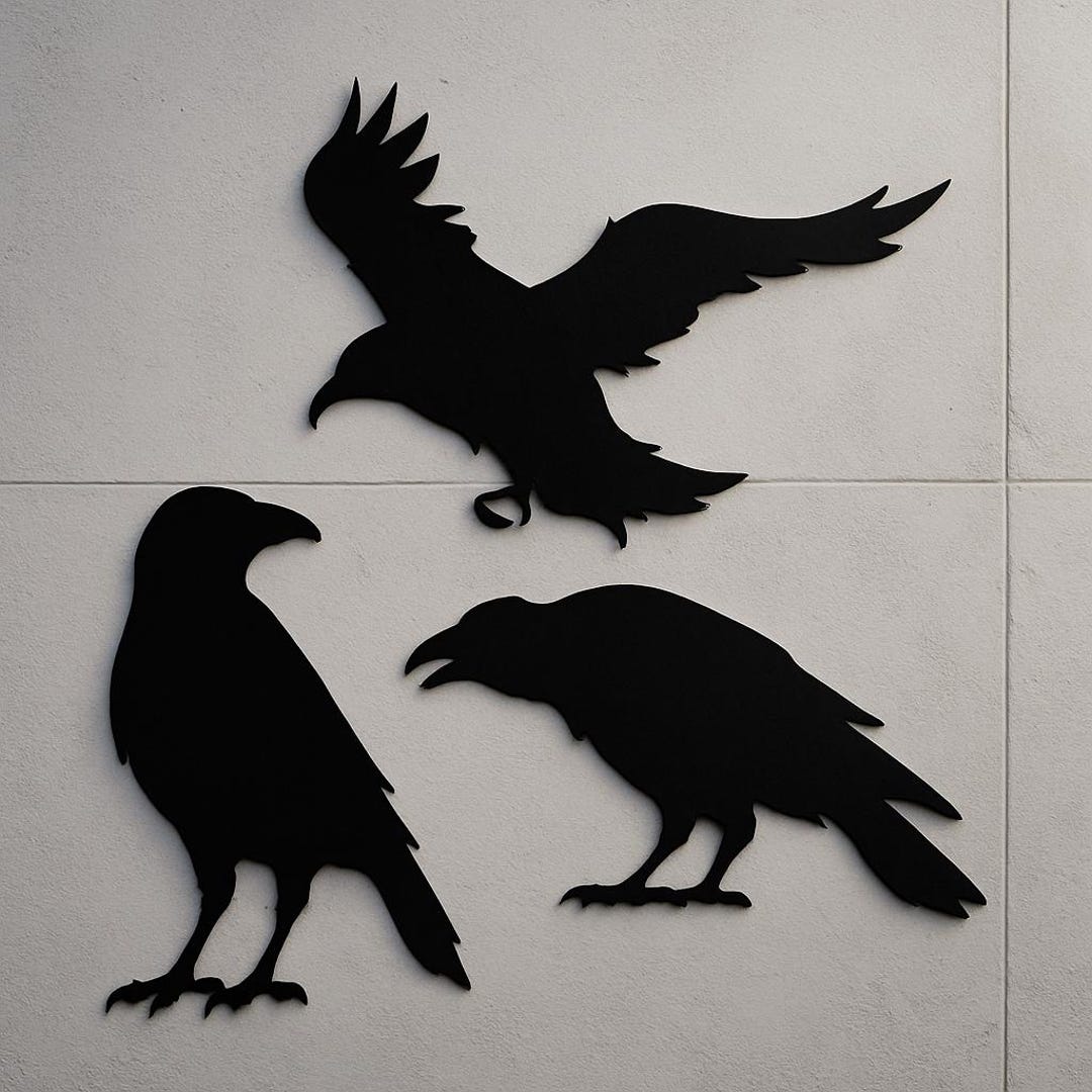3-piece Crow Metal Wall Art Set | Spooky Halloween Raven Decor | Gothic ...