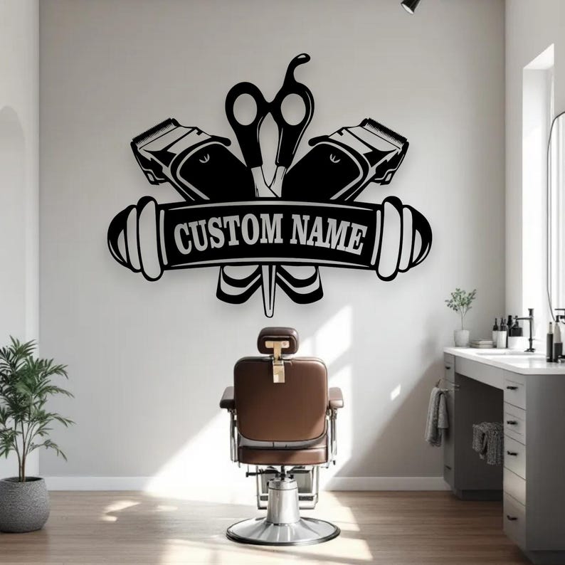 Custom Barber Shop Metal Wall Sign | Personalized Name Salon Decor ...