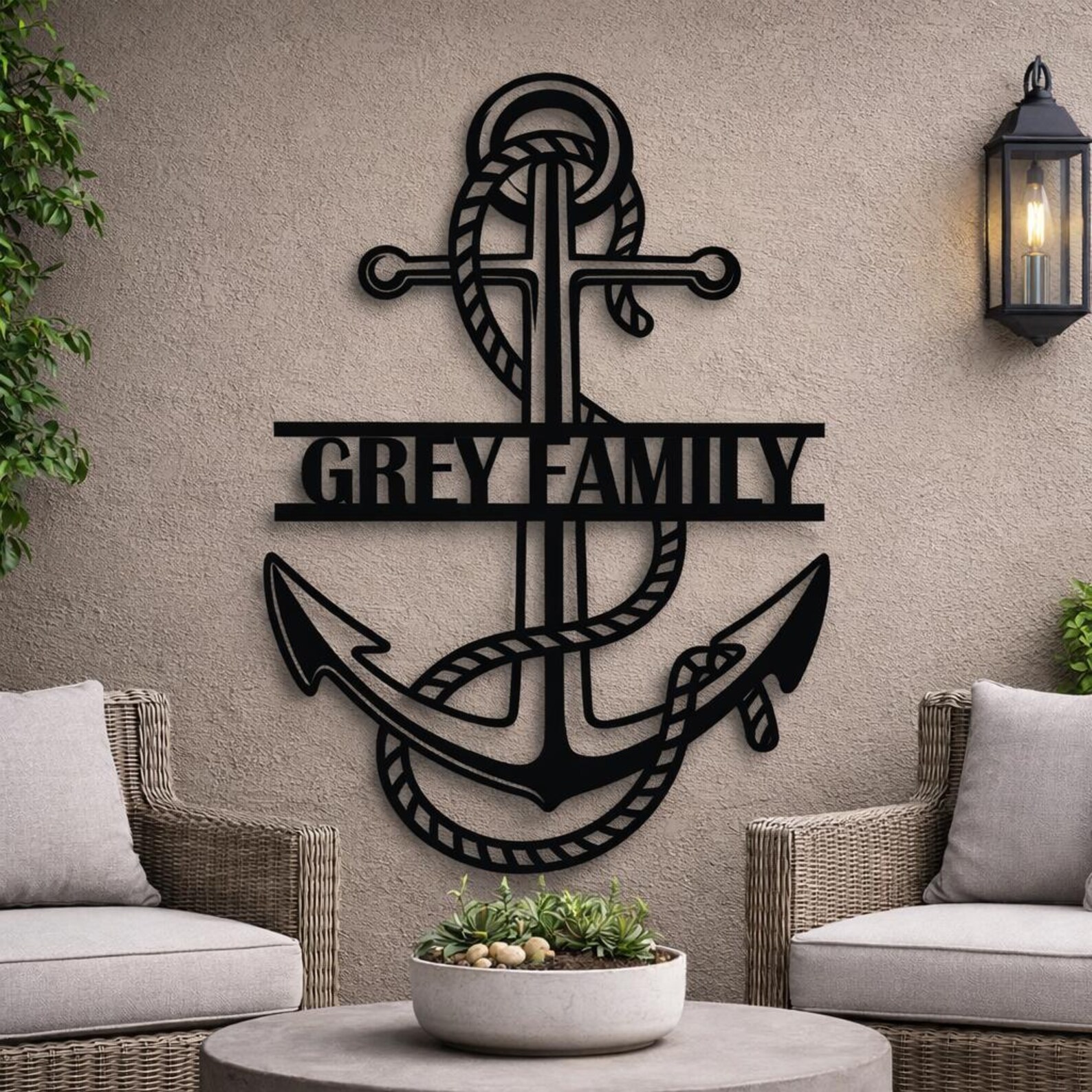 Personalized Anchor Metal Wall Art | Custom Nautical Name Sign | Sea ...