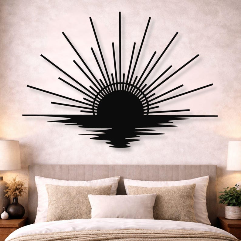 Gold Sun Sparkle Metal Wall Art, Sunset Wall Decor, Sunshine Metal Gift ...