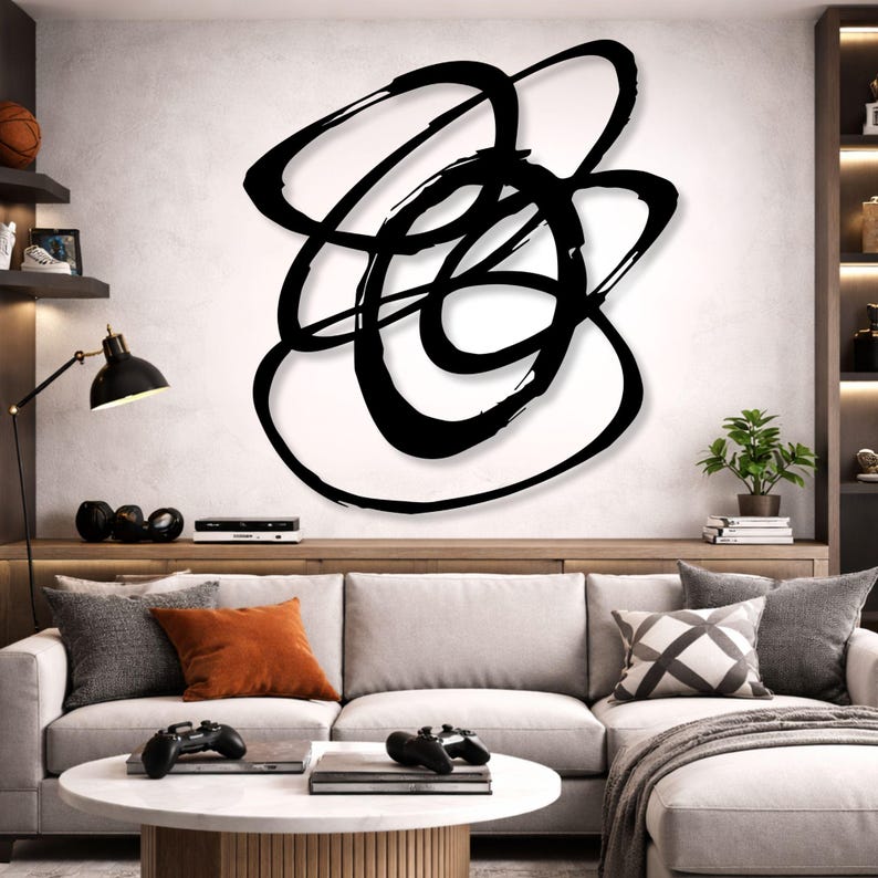 Abstract Minimalist Line Metal Wall Art – Modern Abstract Line Wall ...