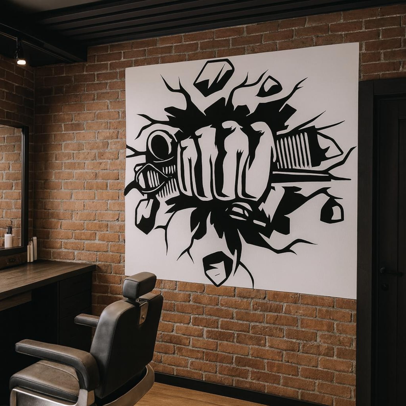 Men's Barber Shop Metal Wall Art | Brave Fist Design Wall Sculpture ...