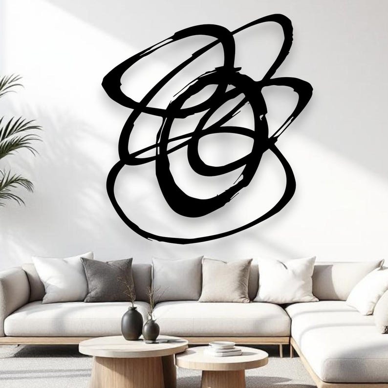Abstract Minimalist Line Metal Wall Art – Modern Abstract Line Wall ...