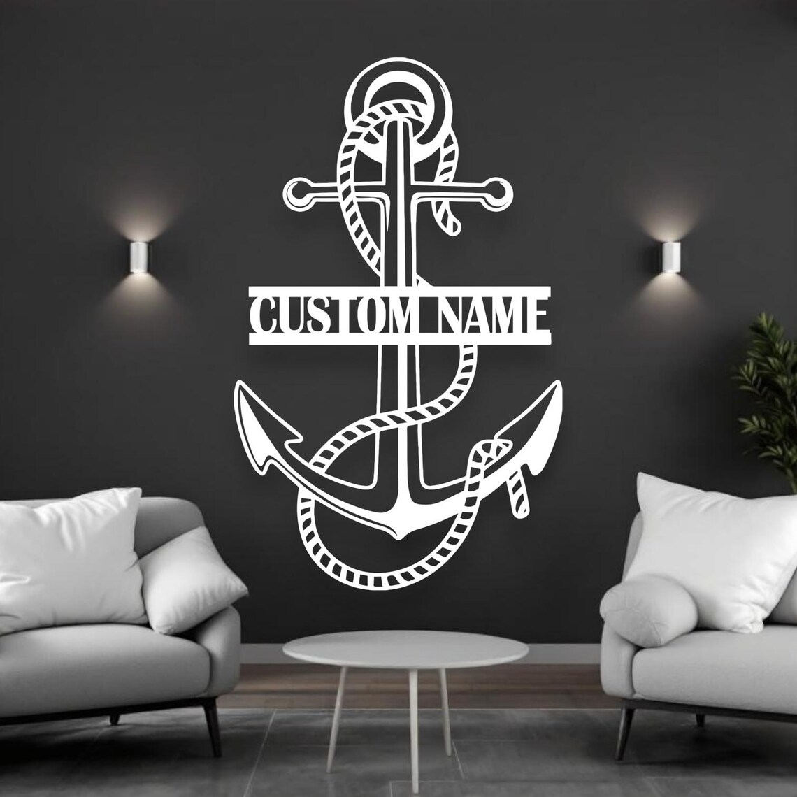 Personalized Anchor Metal Wall Art | Custom Nautical Name Sign | Sea ...