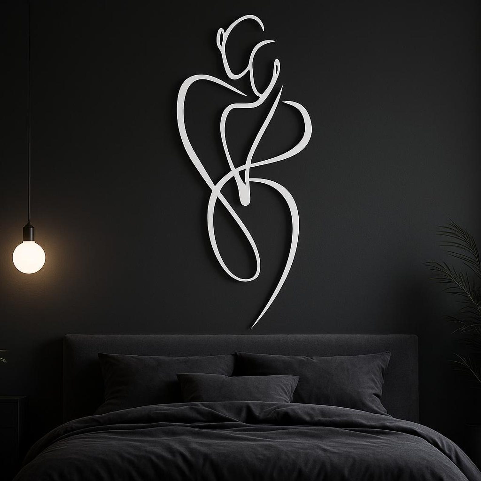 Line Art Couple Metal Wall Decor | Minimalist Romantic Design - Etsy