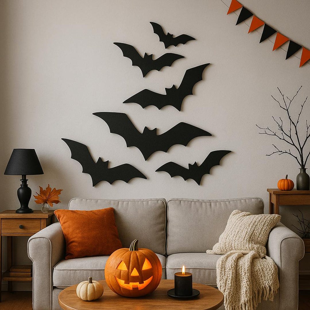 6-piece Bat Metal Wall Art Set | Spooky Halloween Wall Decor | Haunted ...