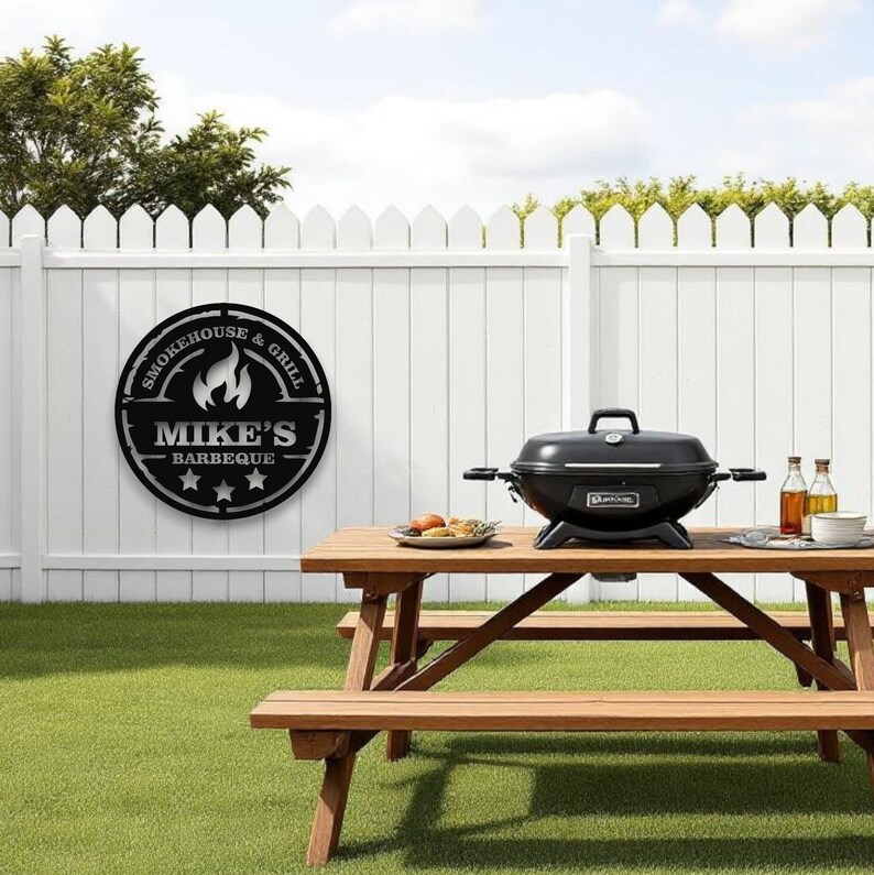 Personalized BBQ Metal Wall Sign – Custom Outdoor Grill Decor ...