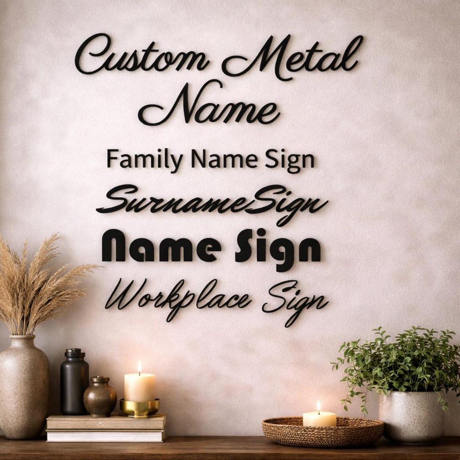 Personalized Metal Letter Wall Art – Custom Cursive Name Sign – Elegant ...